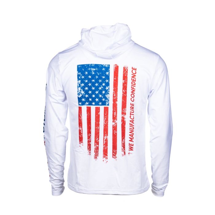 White Flag Long Sleeve Hooded Sunshirt - White